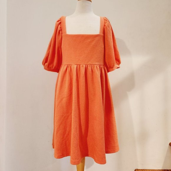 Scoop NYC | Dresses | Scoop Square Neck Bright Orange Mini Baby Doll ...